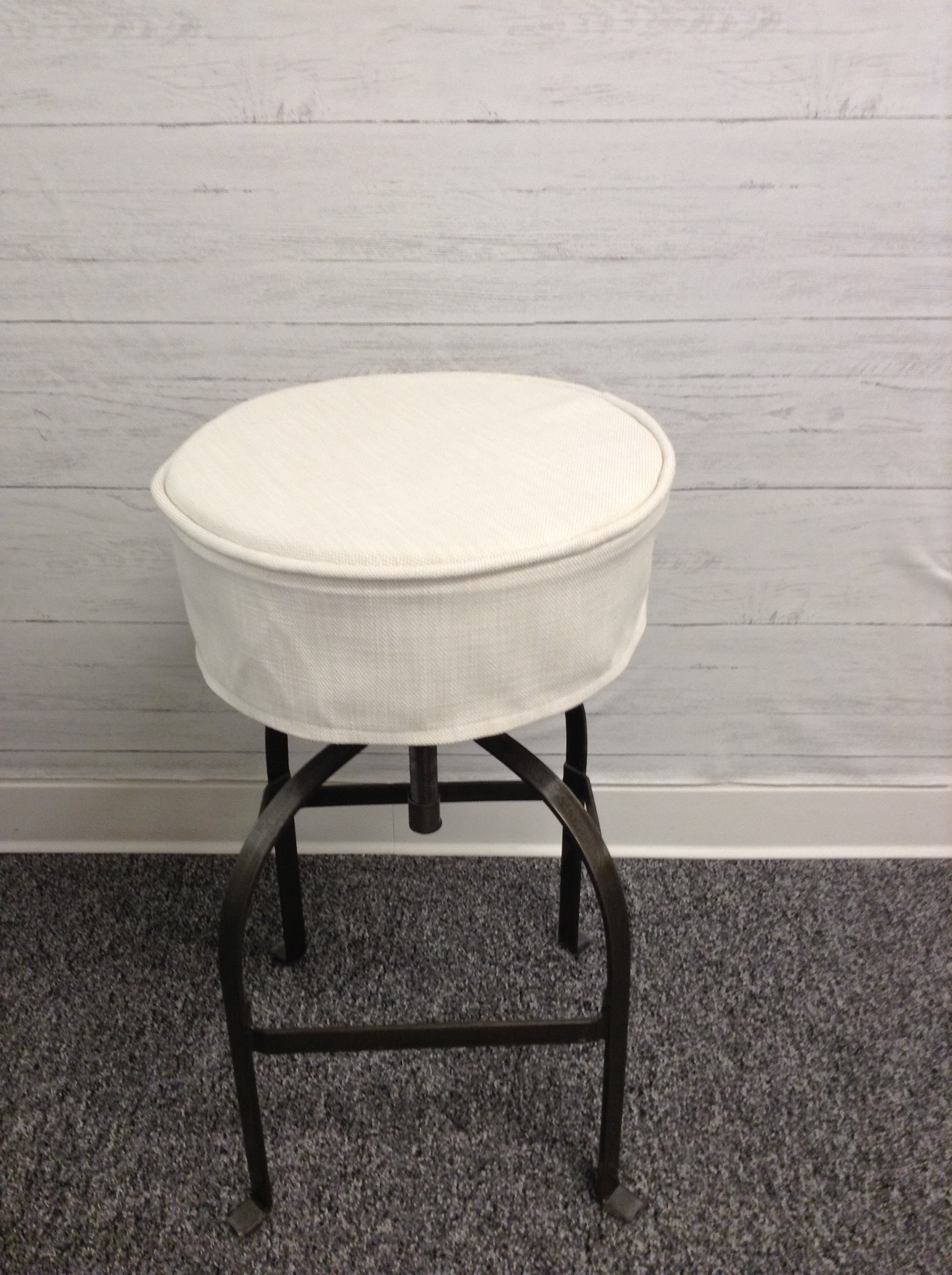 Round Skirted Barstool Seat Cover With Piping and Skirt in Washable ...