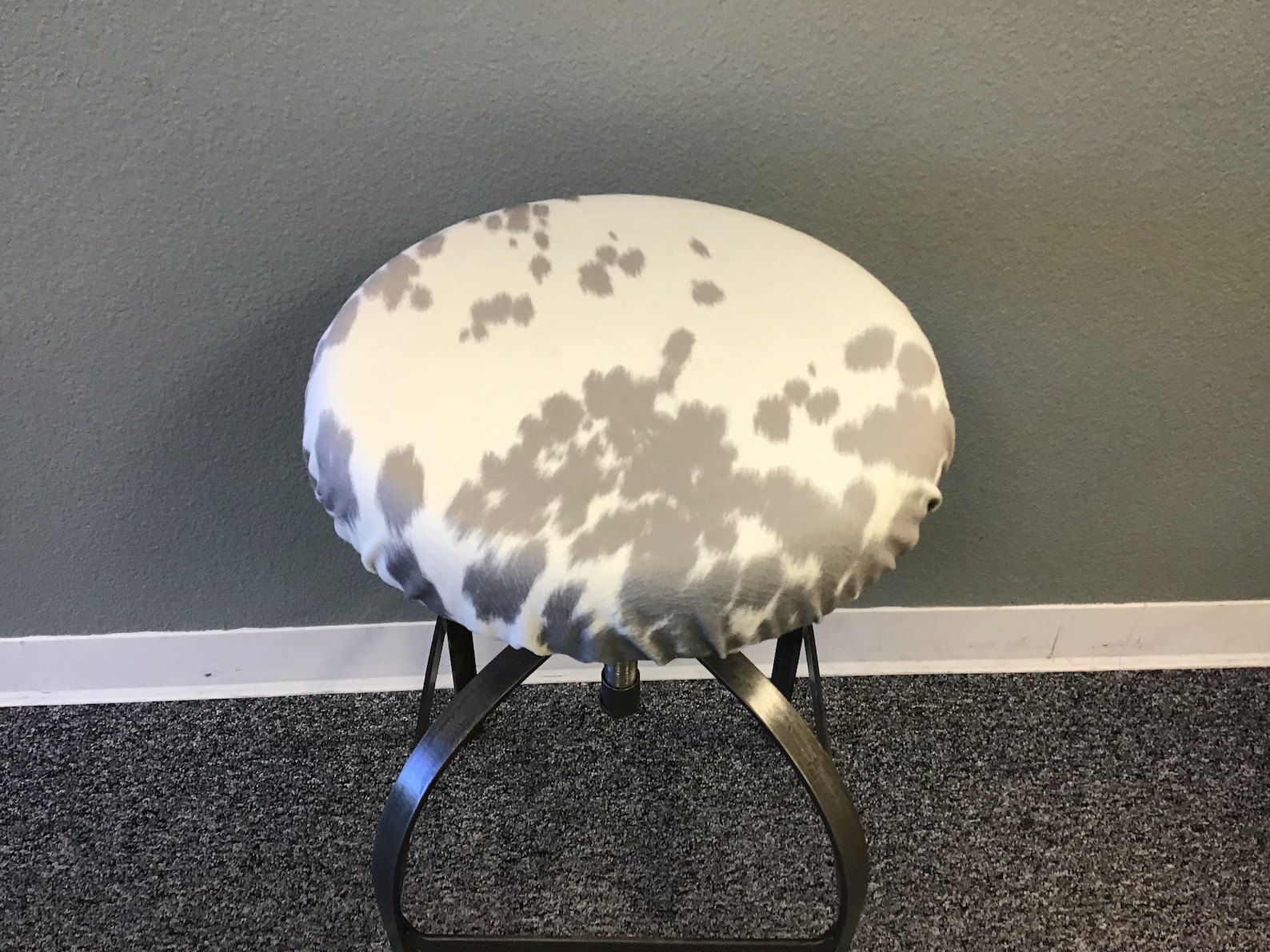 Rustic Cow Print Round Bar Stool Cover Silver and Cream - Etsy