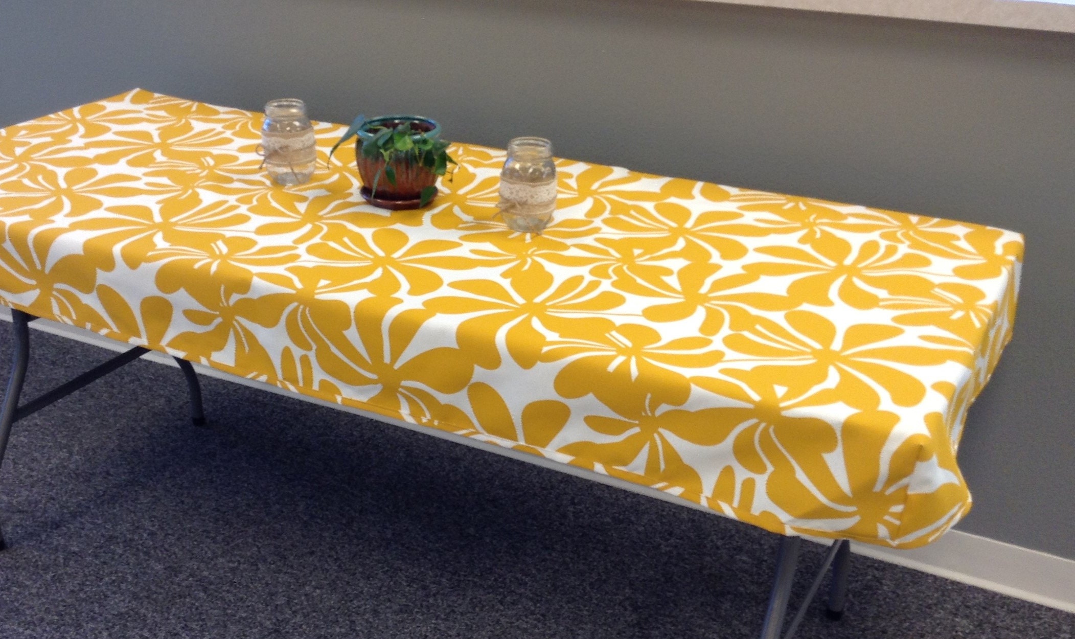 Extra Long Custom Made Rectangular Fitted Tablecloth - 5" Skirt - Stain ...