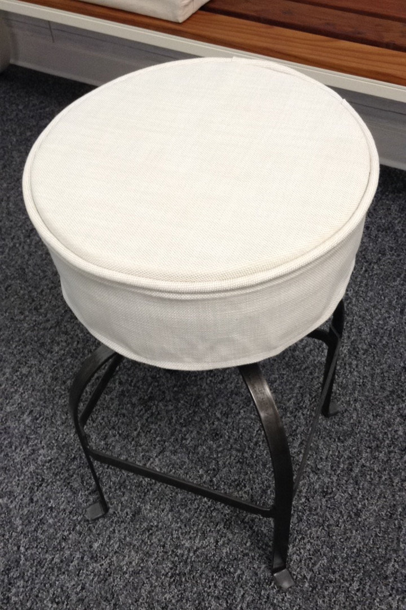 Round Skirted Barstool Seat Cover With Piping and Skirt in Washable ...