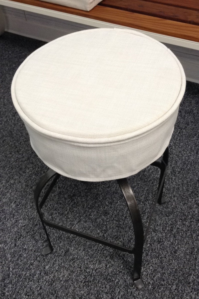 Round Skirted Barstool Seat Cover With Piping and Skirt in Washable ...
