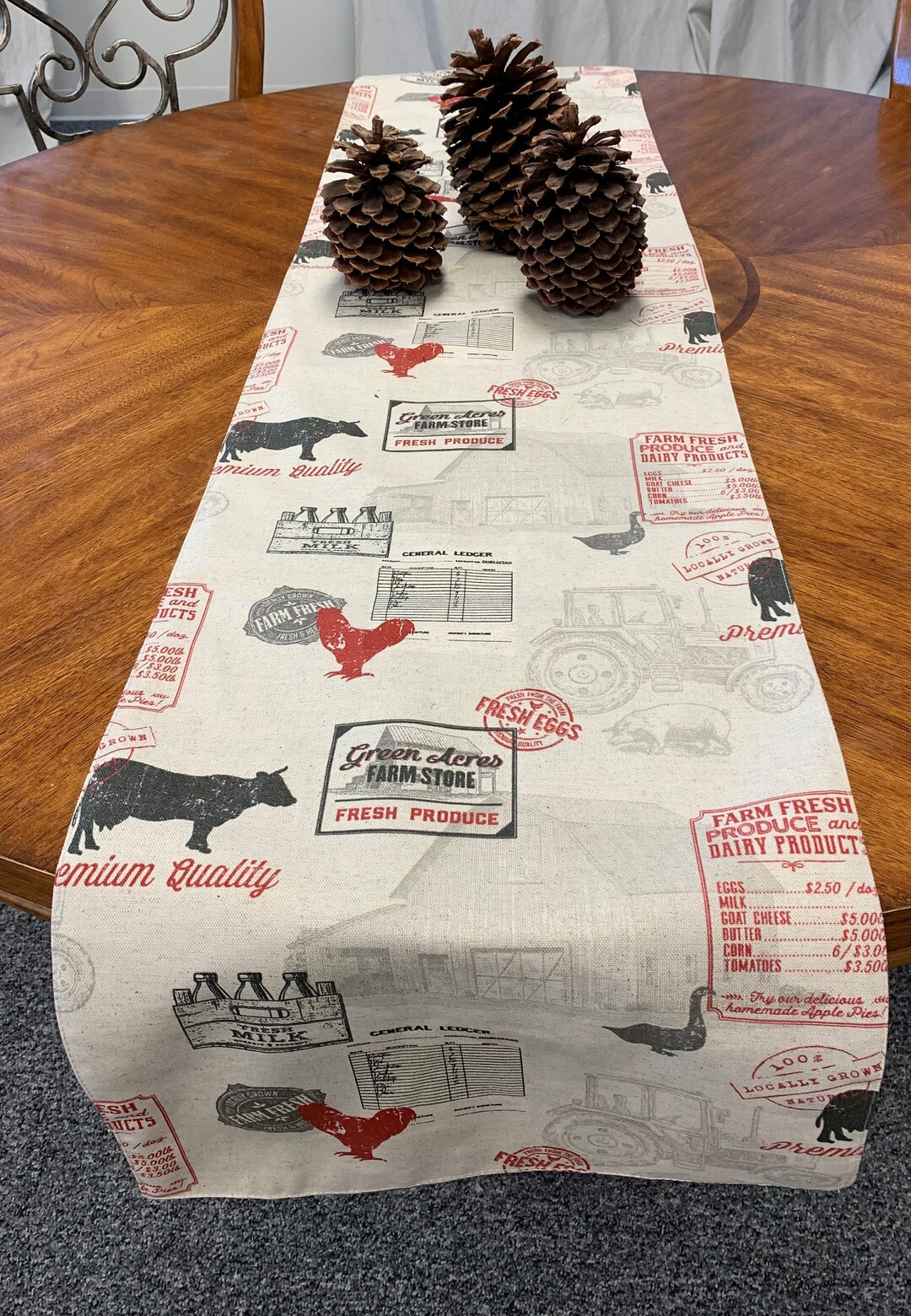 Rustic Farmhouse Table Runner, Lined Runner, Huddersfield Linen ...