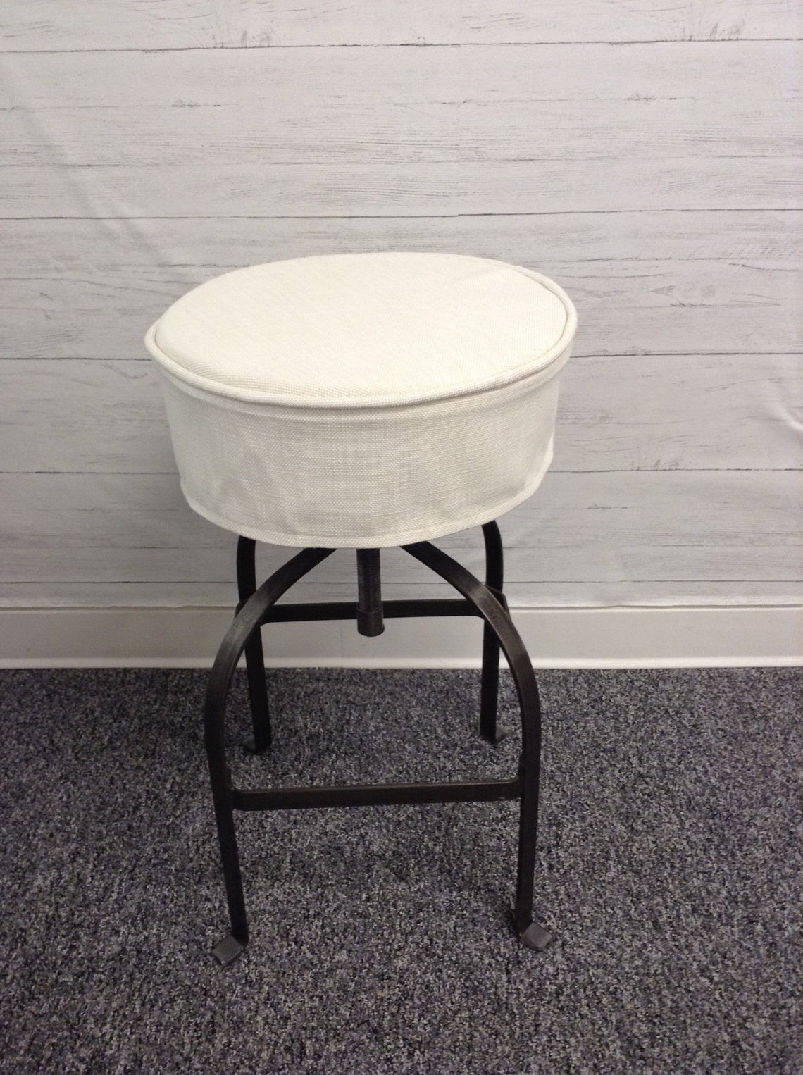 Round Skirted Barstool Seat Cover With Piping and Skirt in Washable ...