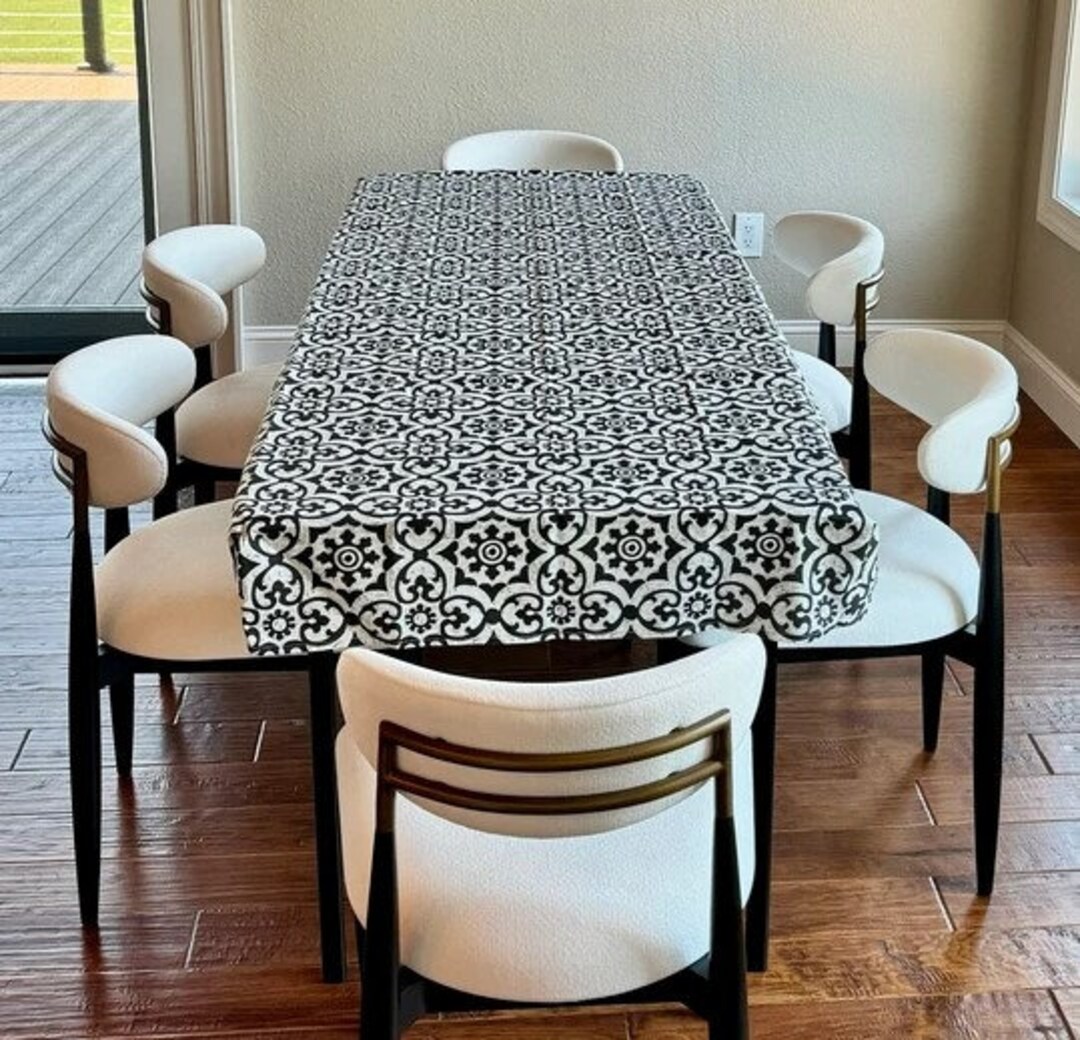 Extra Long Custom Made Rectangular Fitted Tablecloth - 5" Skirt - Stain ...