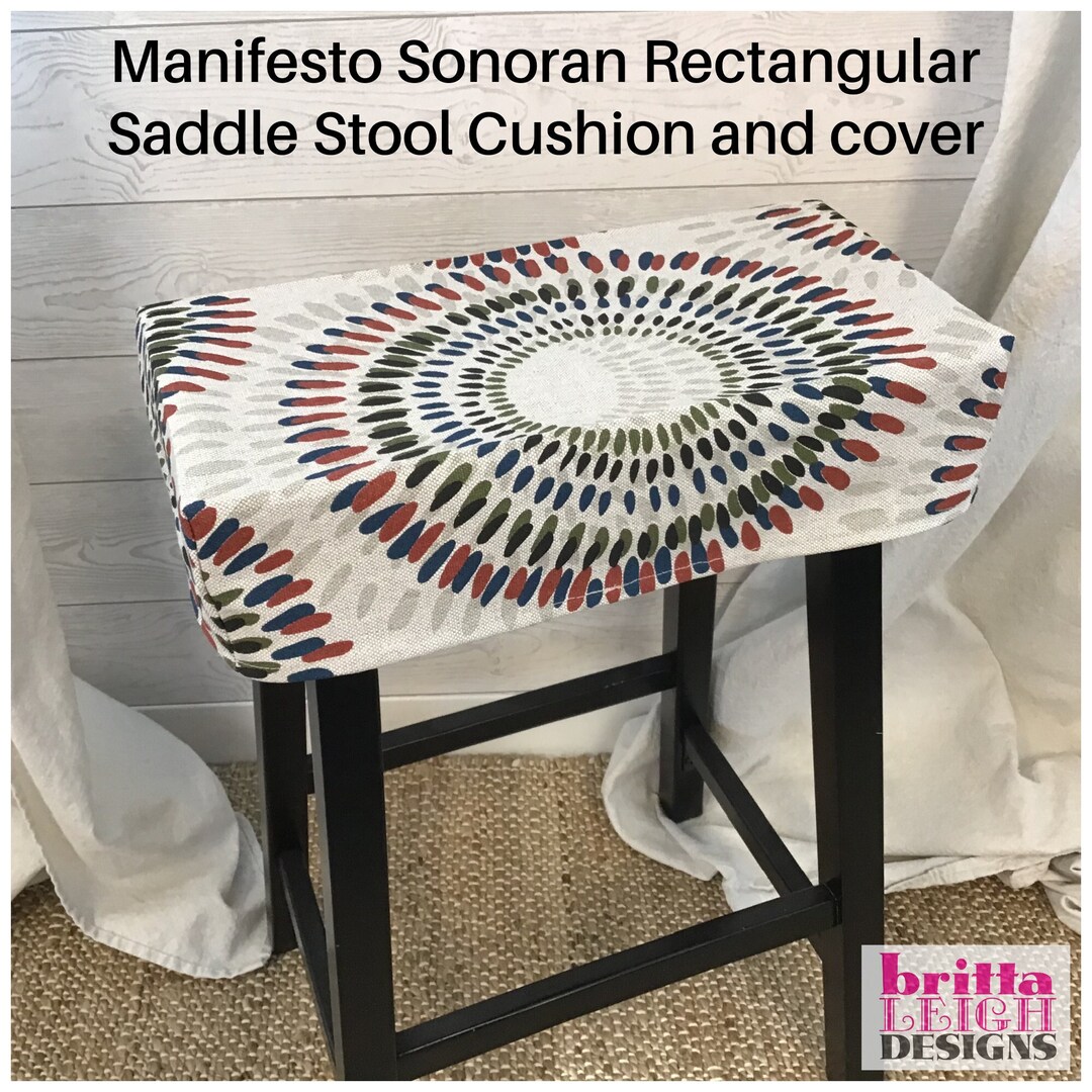 Rectangular Saddle Stool Slipcover - Modern Industrial Loft Print ...