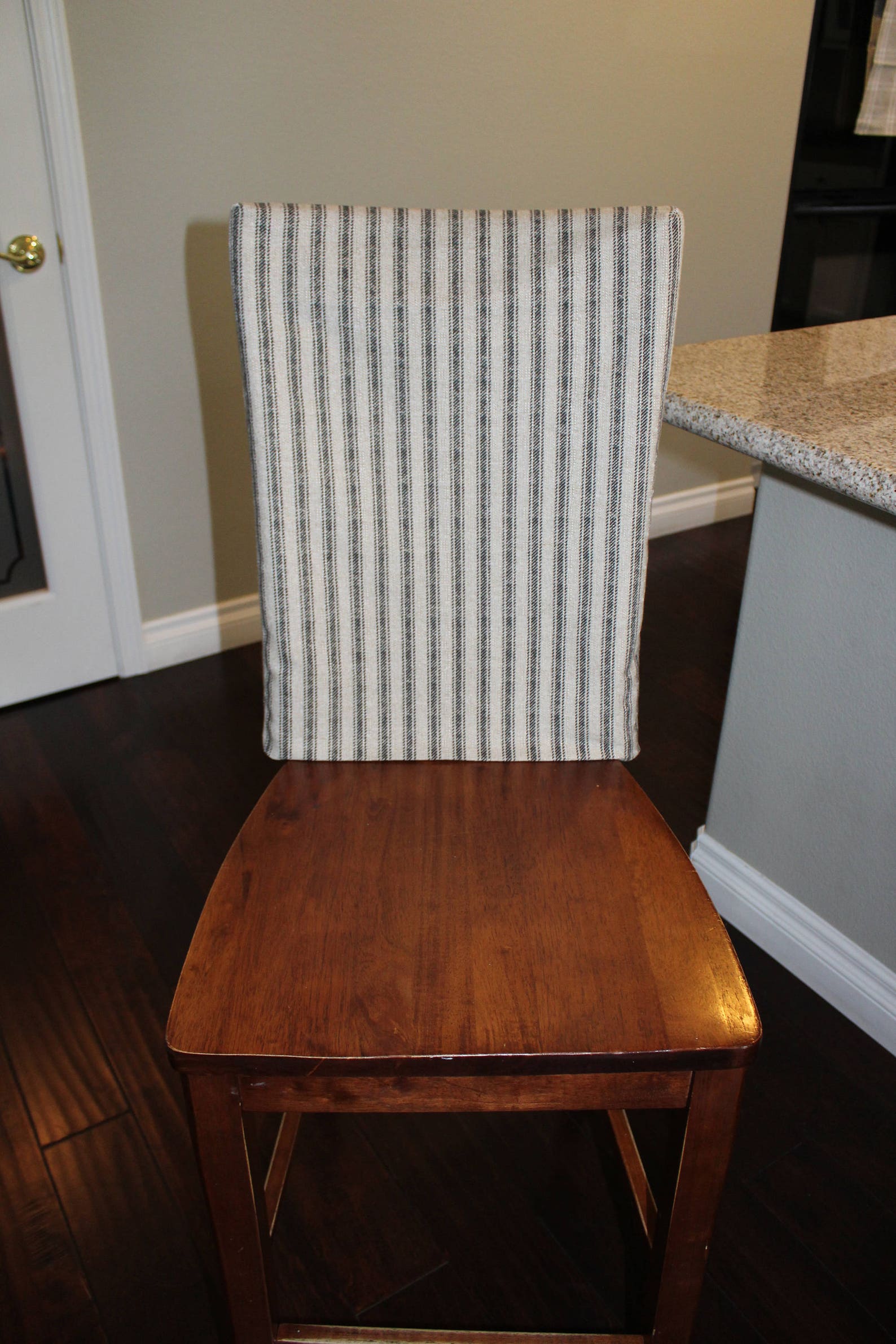 Chair Back Covers Hayes French Ticking Fabric Kitchen Chair Back Cover ...