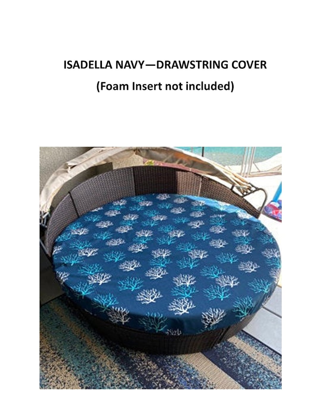Round Outdoor Daybed Drawstring Cover - Daybed Cover - Washable ...