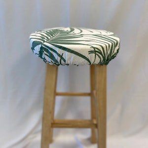 Fitted Elasticized Round Bar Stool Slipcover, Vanity Stool Cushion ...