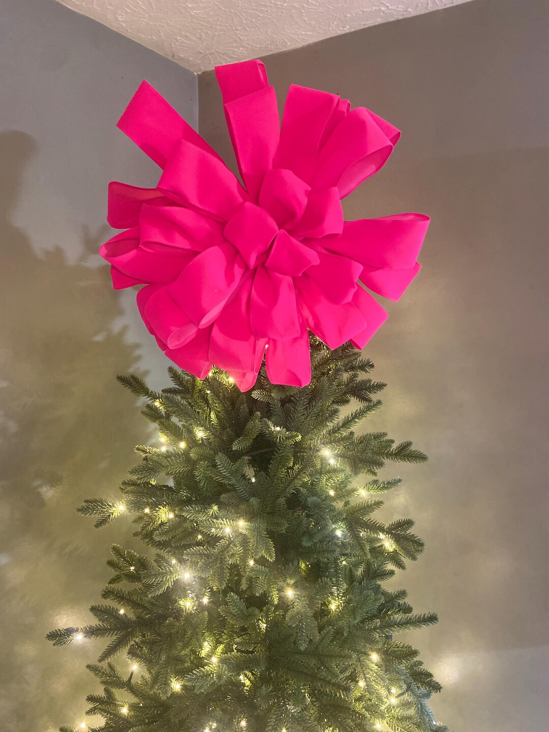 Christmas Tree Topper Bow Hot Pink , Modern Farmhouse Tree Toper Pink ...