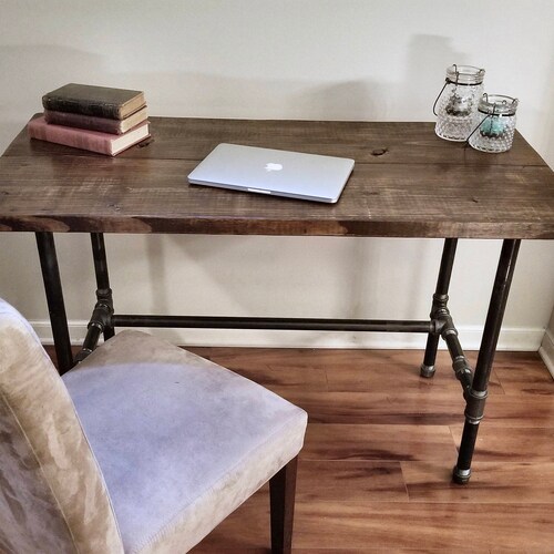 Steel and Wood Desk Large Gas Iron Pipe Office Desk Free - Etsy