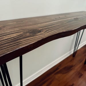Steel and Pine Wood Long Console / Bar Table - Entry Way Table - Live Edge Style - Real Wood ...