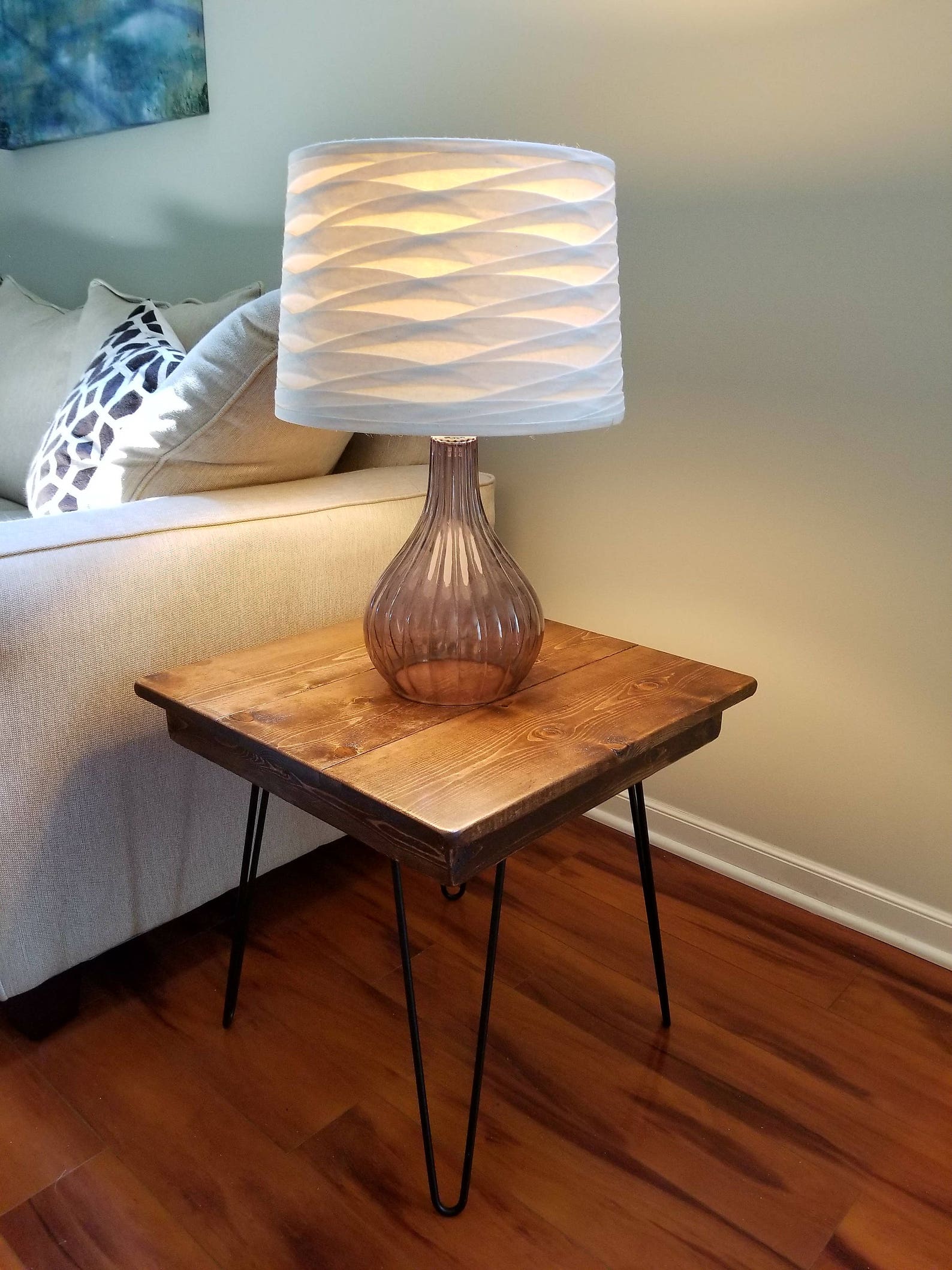Steel and Wood Side Table - Hairpin Style - Etsy