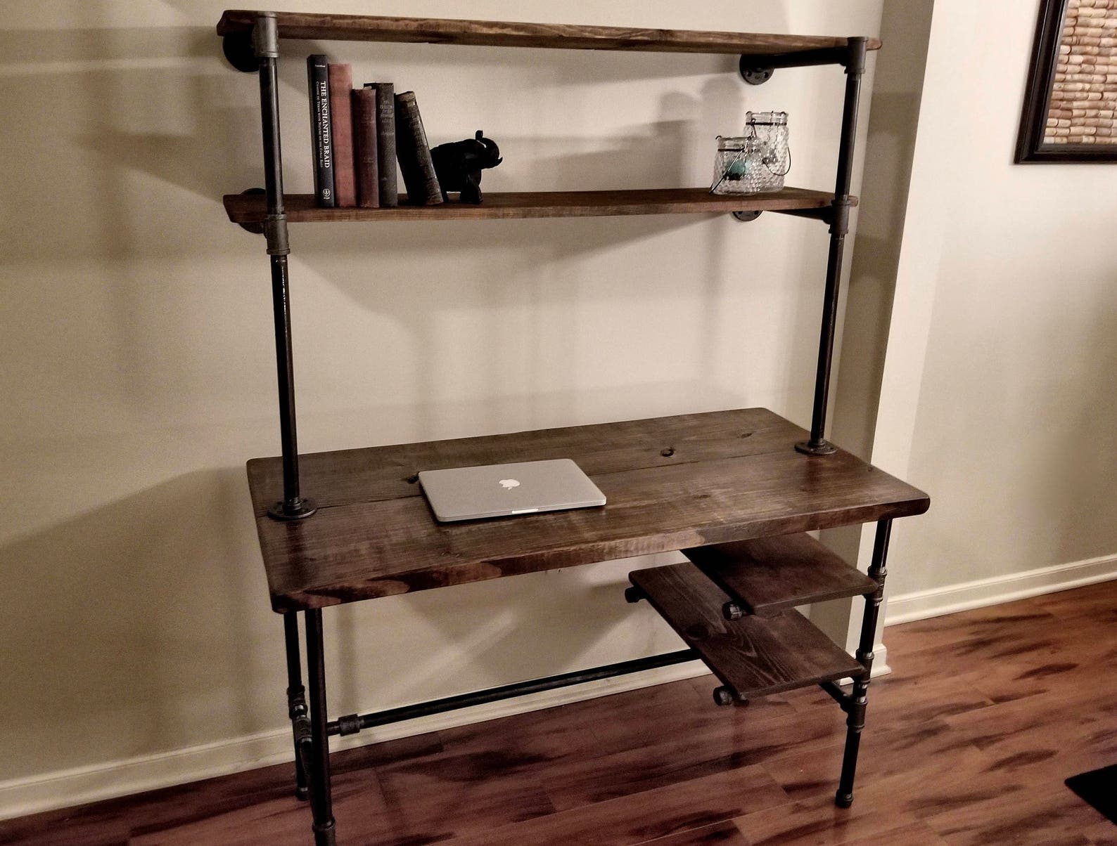 Steel and Wood Desk Office Iron Pipe Desk With 2 Desk - Etsy