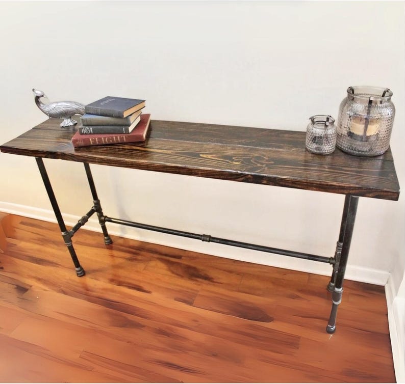 Steel and Pine Wood Long Console / Bar Table - Etsy