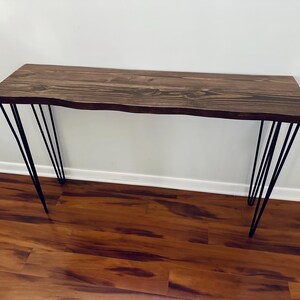 Steel and Pine Wood Long Console / Bar Table Entry Way Table Live Edge Style Real Wood Furniture ...