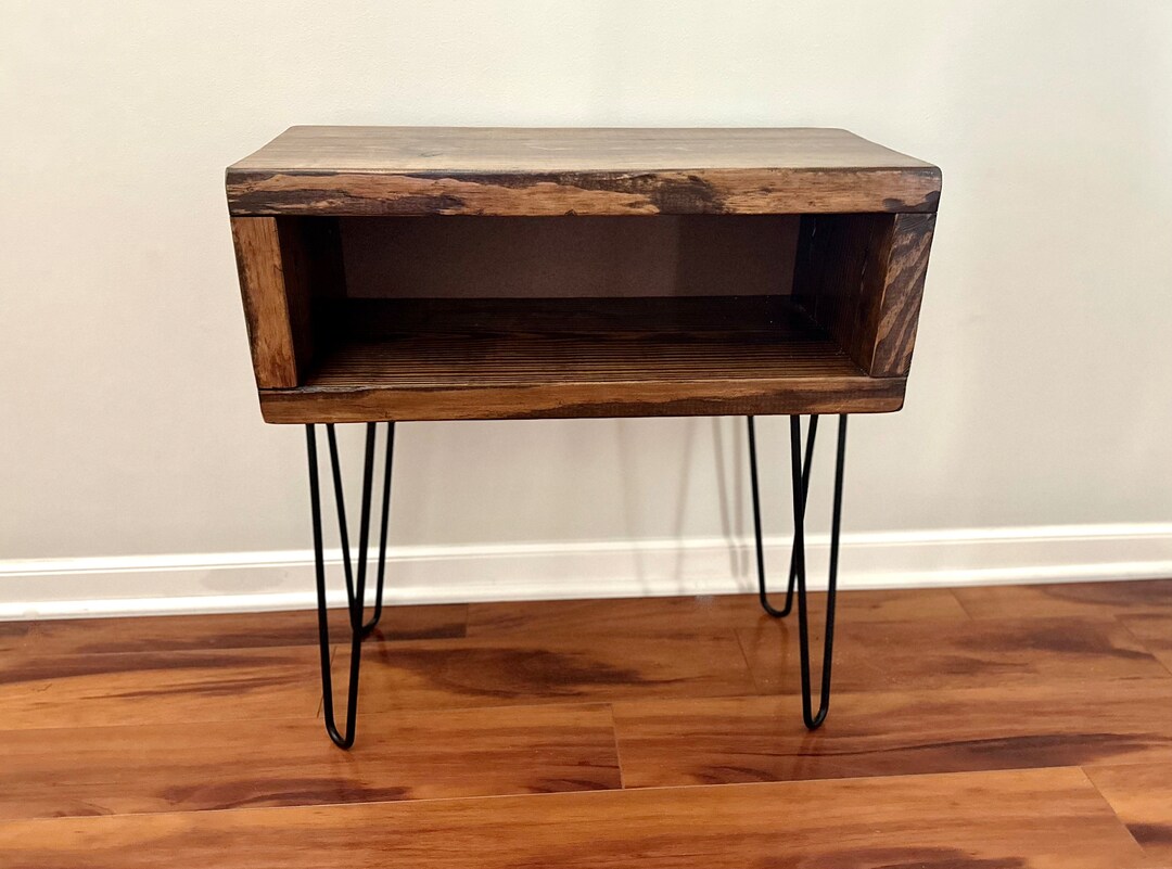 Steel and Pine Wood Media End Table - Record Table - Turntable Stand ...
