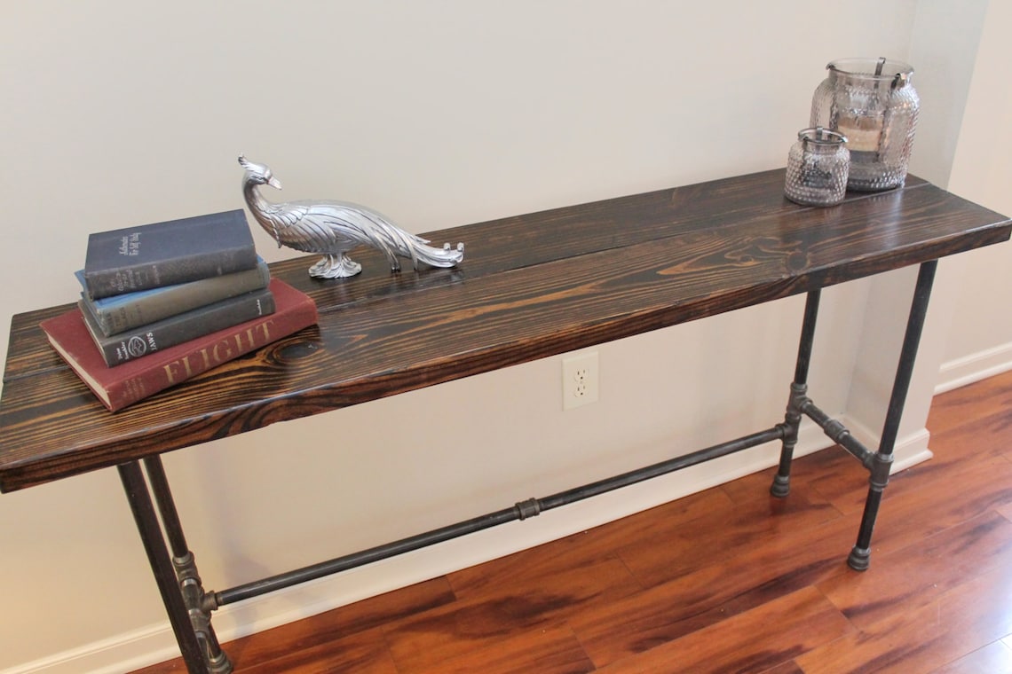Steel and Pine Wood Long Console / Bar Table - Etsy