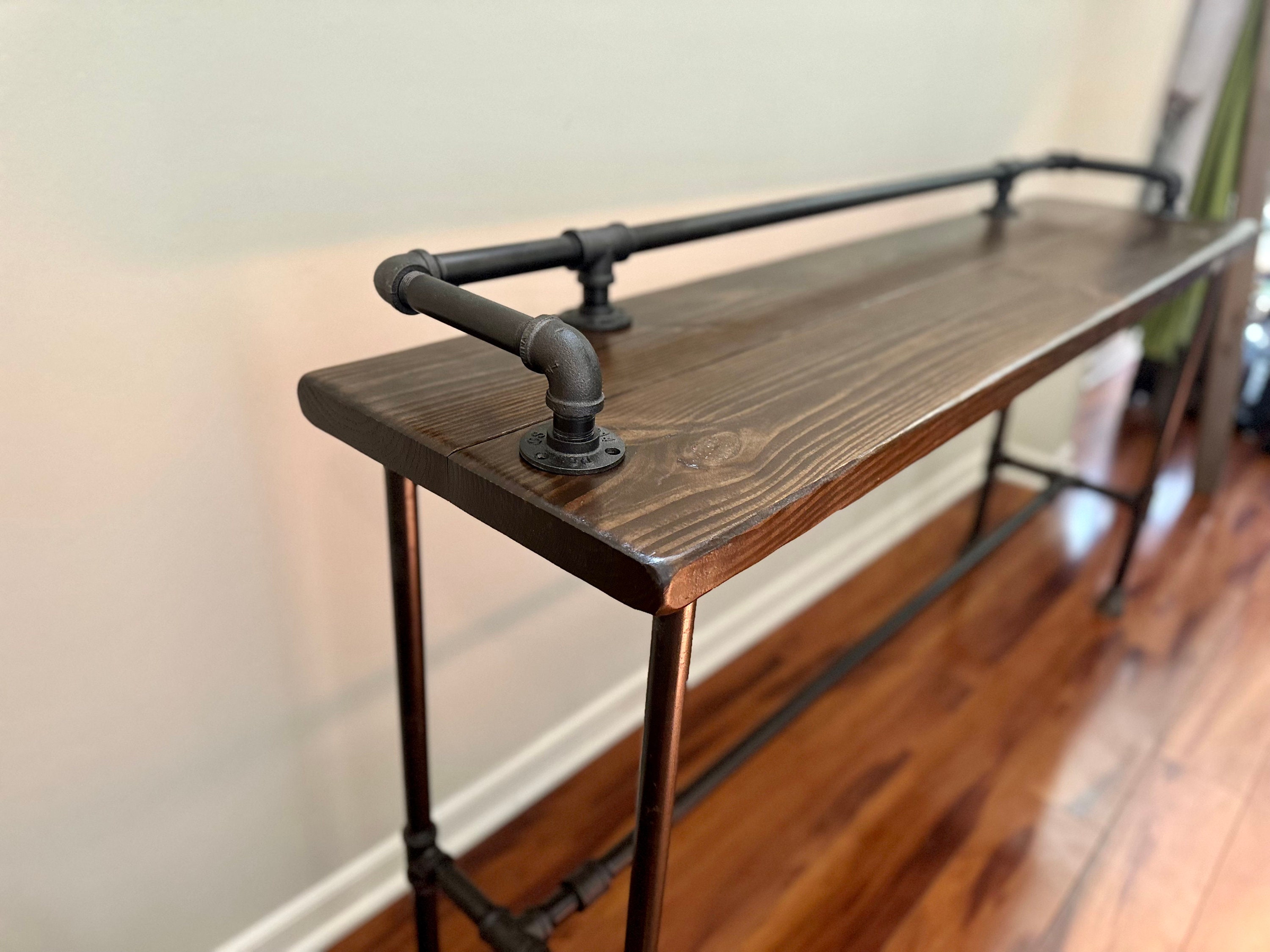 Steel and Pine Wood Long Console / Bar Table - Entry Way Table - Couch ...