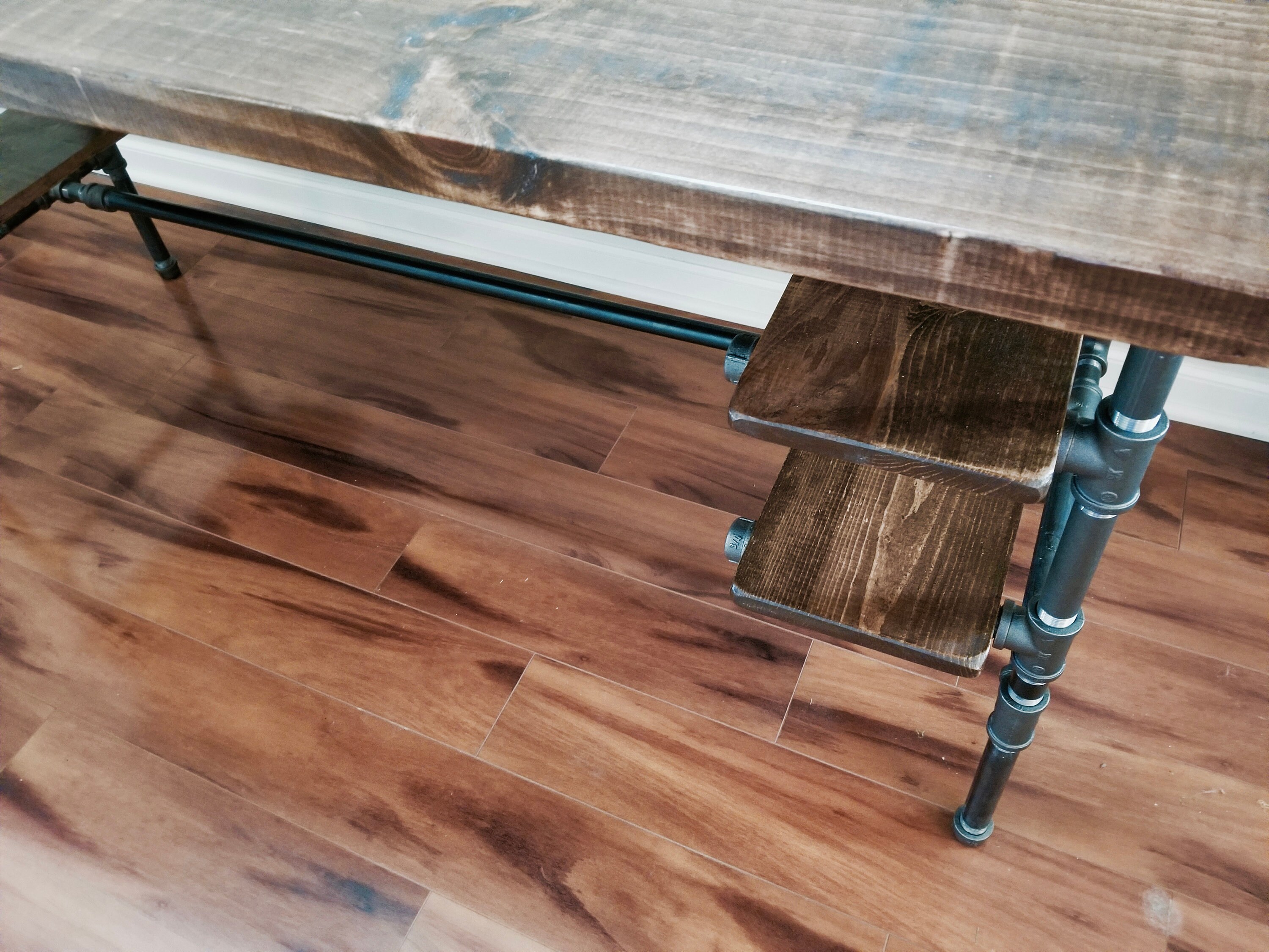 Steel and Wood Desk - Office Iron Pipe Desk With 4 Desk Shelves and ...