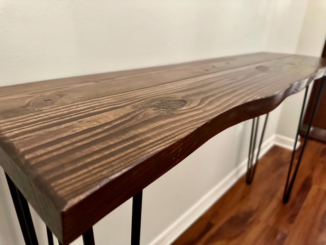 Steel and Pine Wood Long Console / Bar Table - Entry Way Table - Live ...