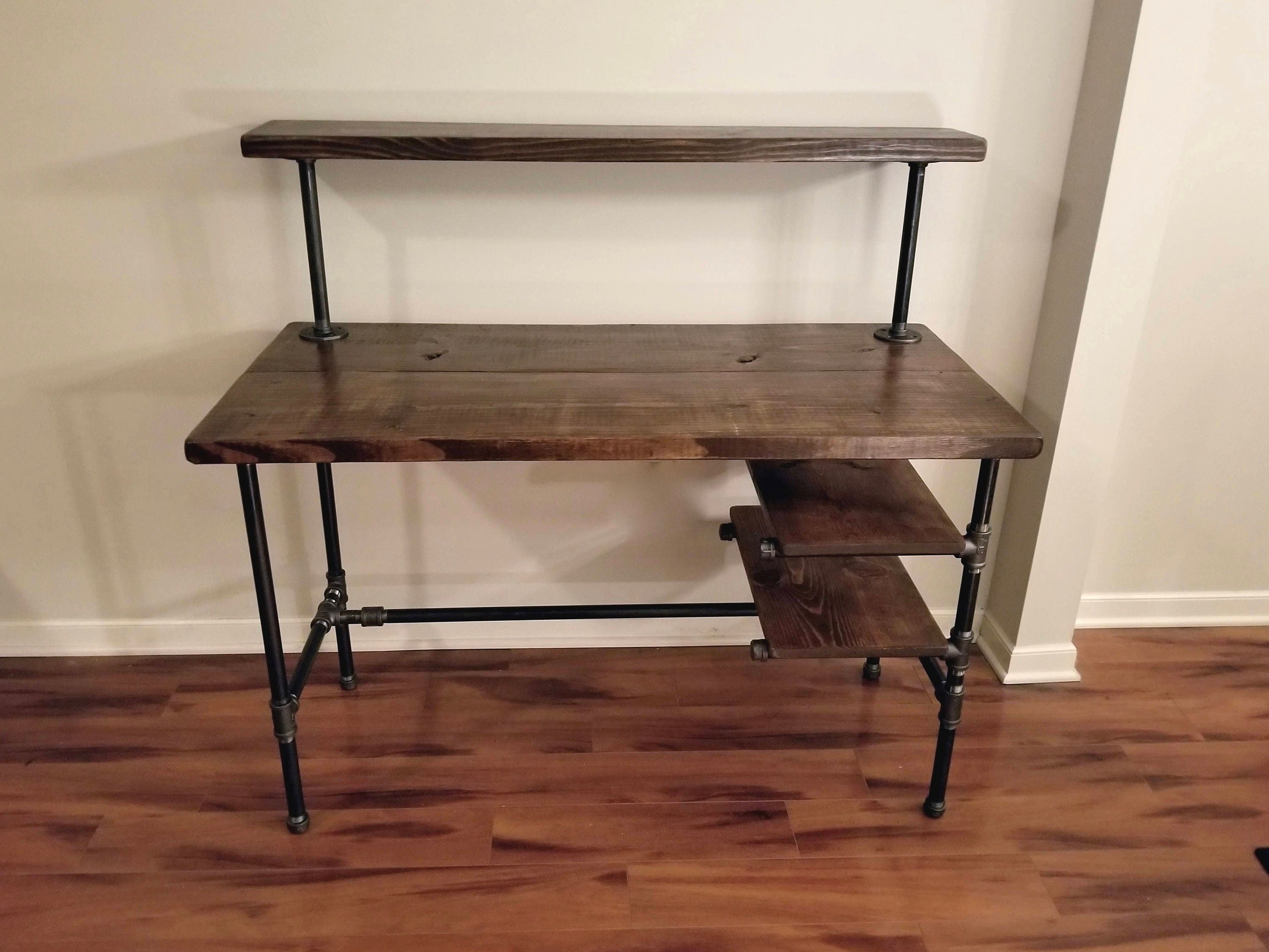 Steel and Wood Desk Office Iron Pipe Desk With 2 Desk | Etsy
