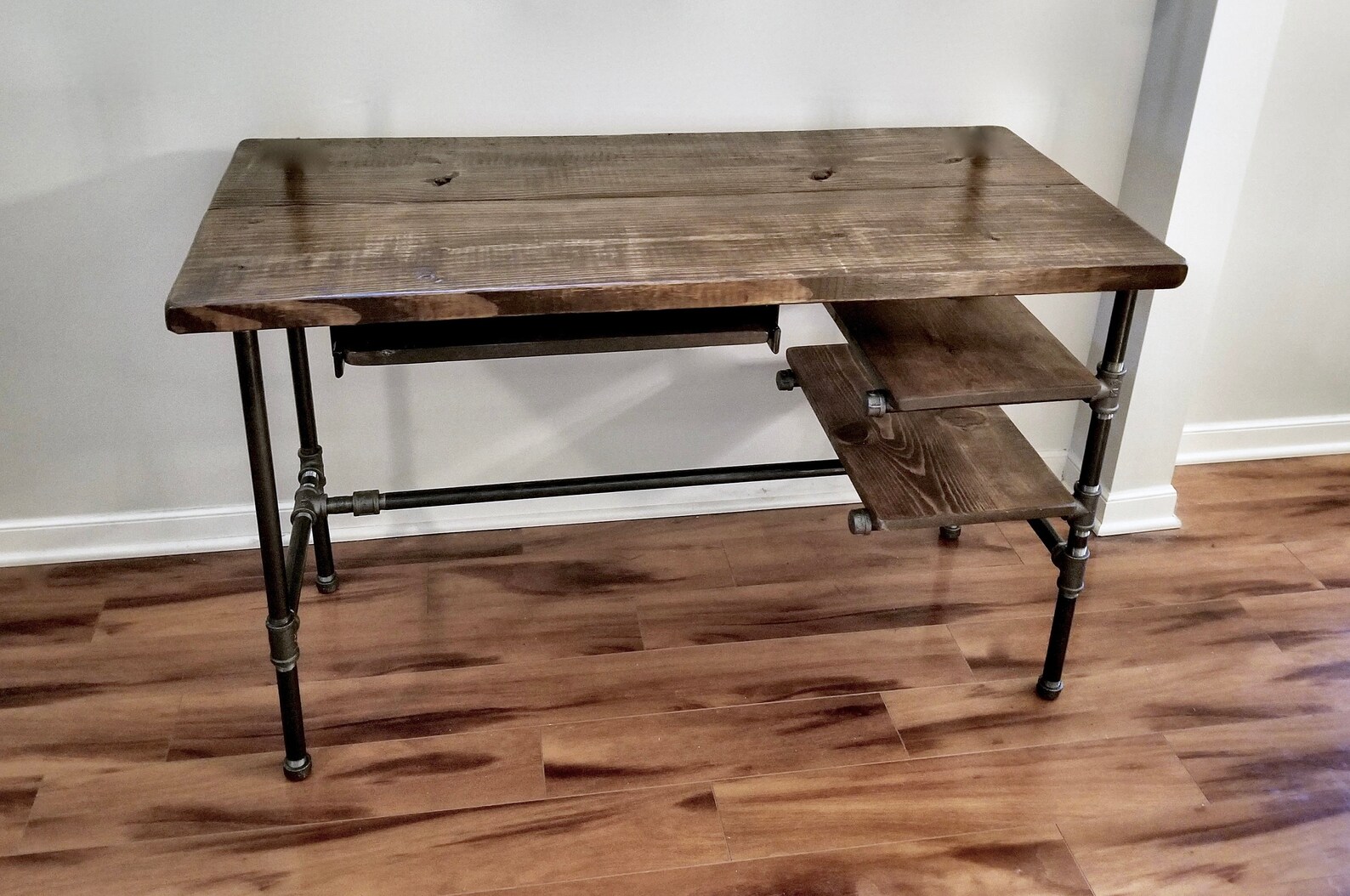 Steel and Wood Desk Office Iron Pipe Desk With 2 Shelves and - Etsy