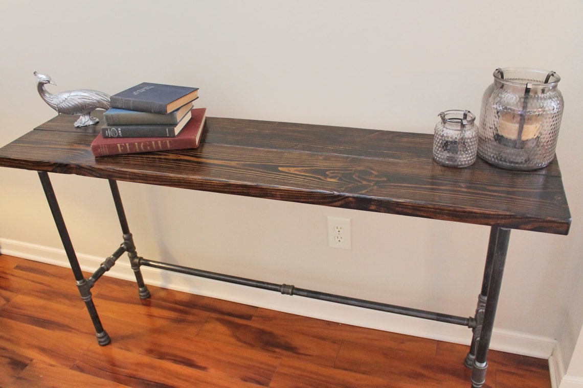 Steel and Pine Wood Long Console / Bar Table - Etsy