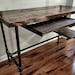 Steel and Wood Desk Office Iron Pipe Desk With 2 Shelves and Keyboard ...