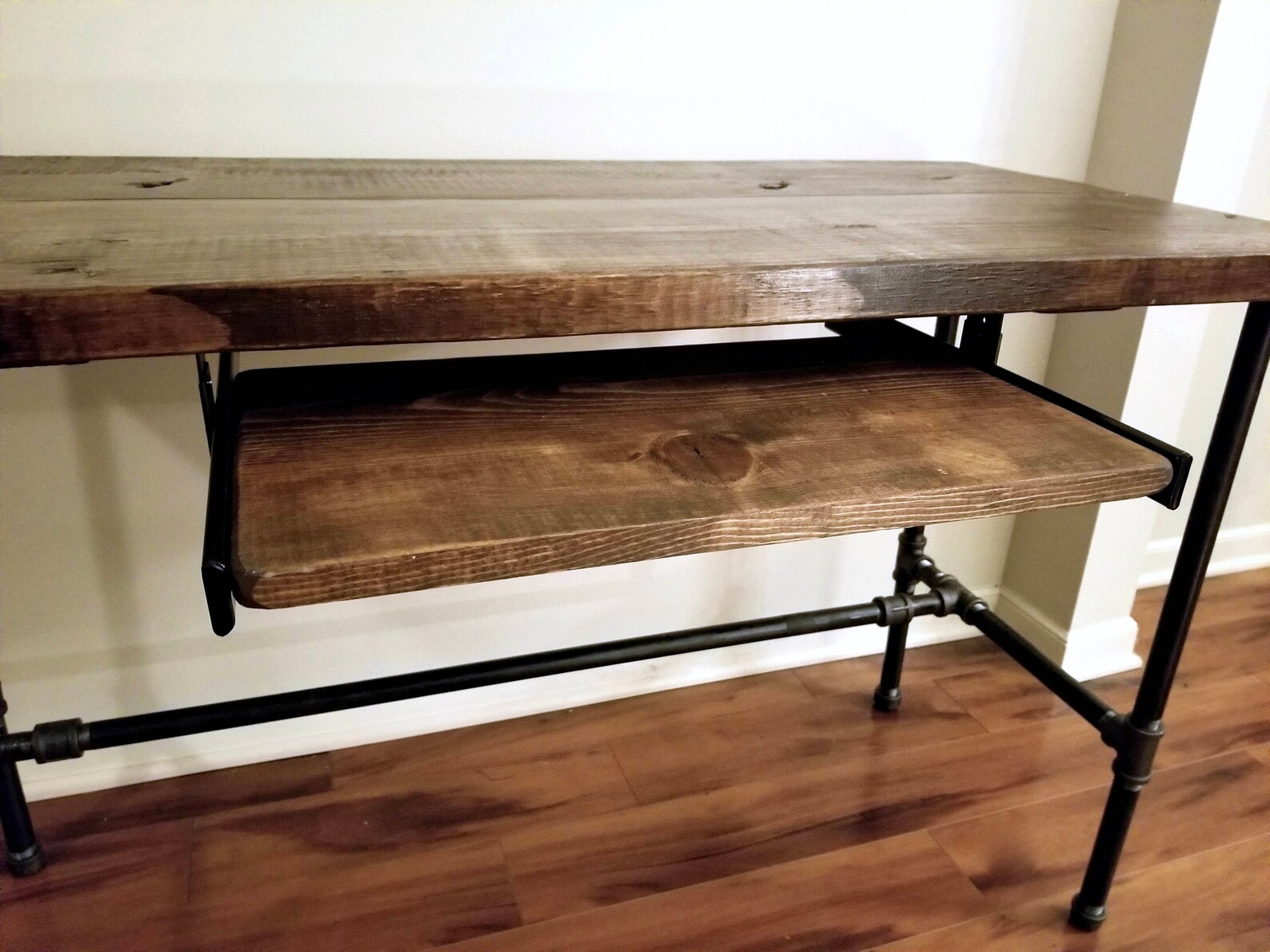 Steel and Wood Desk Office Iron Pipe Desk With Monitor Shelf - Etsy
