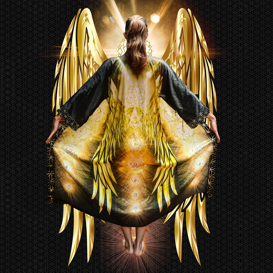 Enchanted Angel Wings Spirit Robe Black & Gold Chakras - Etsy