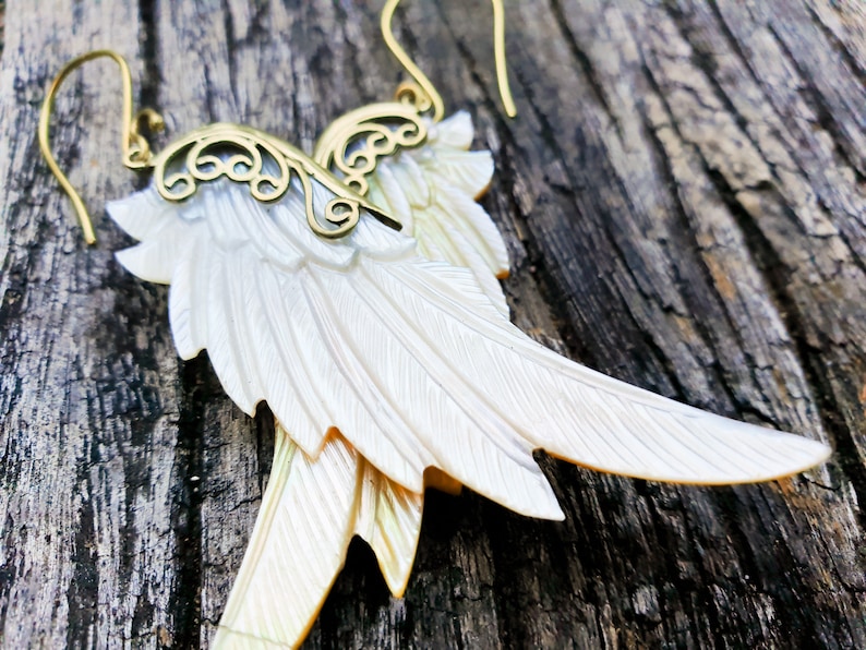 Wing Earrings Long Feather Earrings Angel Wing Earrings - Etsy
