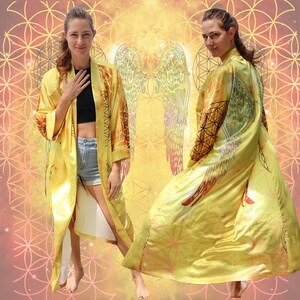 Golden Phoenix Angel Wings Robe - Vibrant Colors - Flower of Life ...