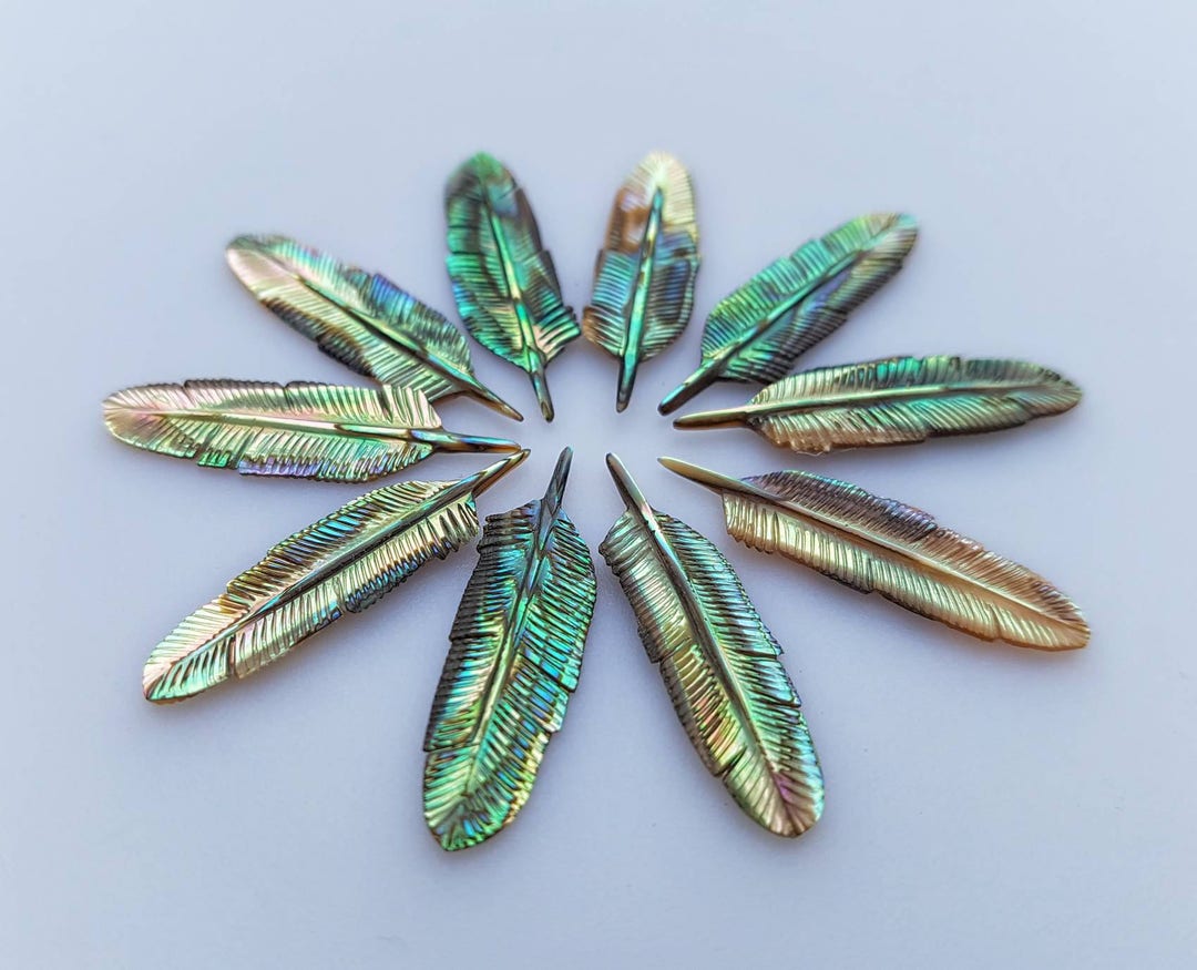 Abalone Feathers 10 Pcs Feather Necklace Feather Jewelry - Etsy
