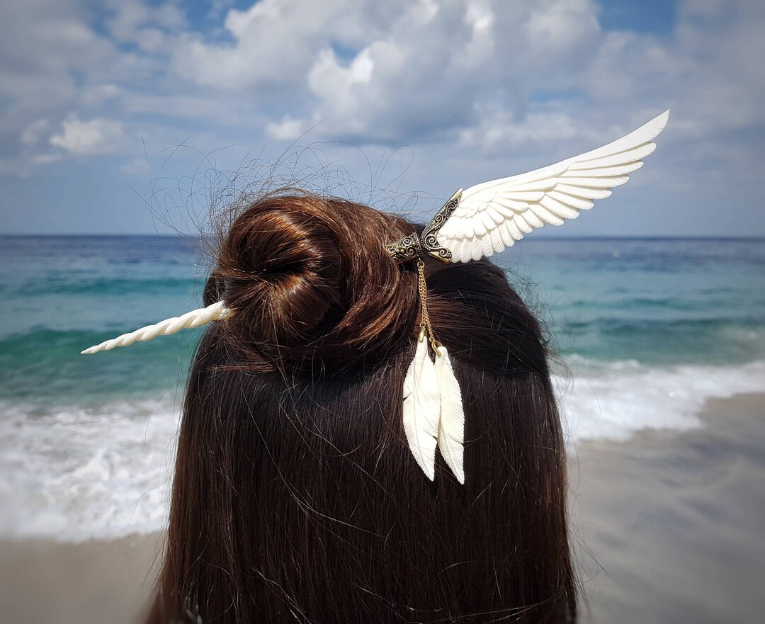 Angels Wing Hair Stick, Unicorn Pegasus Hair Stick, Hand Carved Bone ...