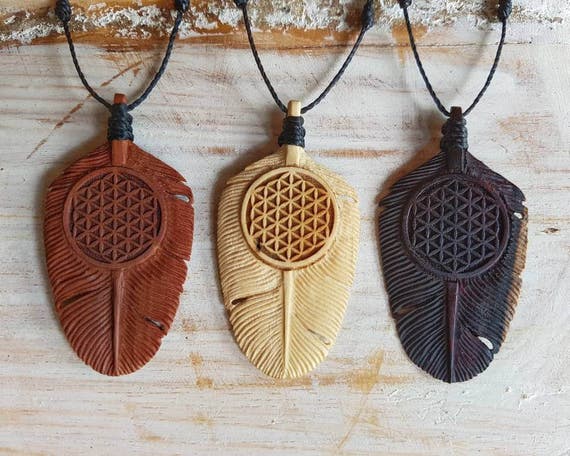 Flower of Life Necklace Eagle Down Feather Necklace Hand - Etsy