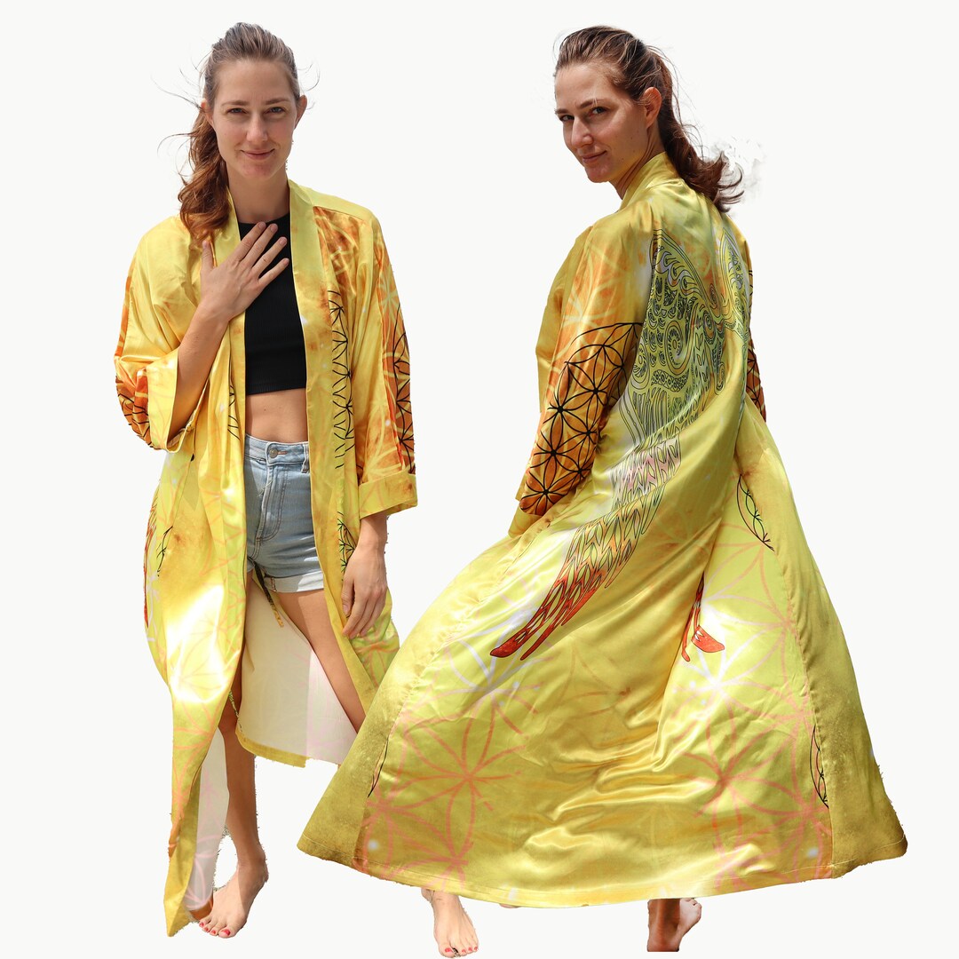 Golden Phoenix Angel Wings Robe - Vibrant Colors - Flower of Life ...