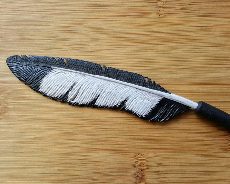 Magpie Feather Hair Stick Hand Carved Wooden Feather Tribal - Etsy Magpie Feather Hair Stick Hand Carved Wooden Feather Tribal - Etsy