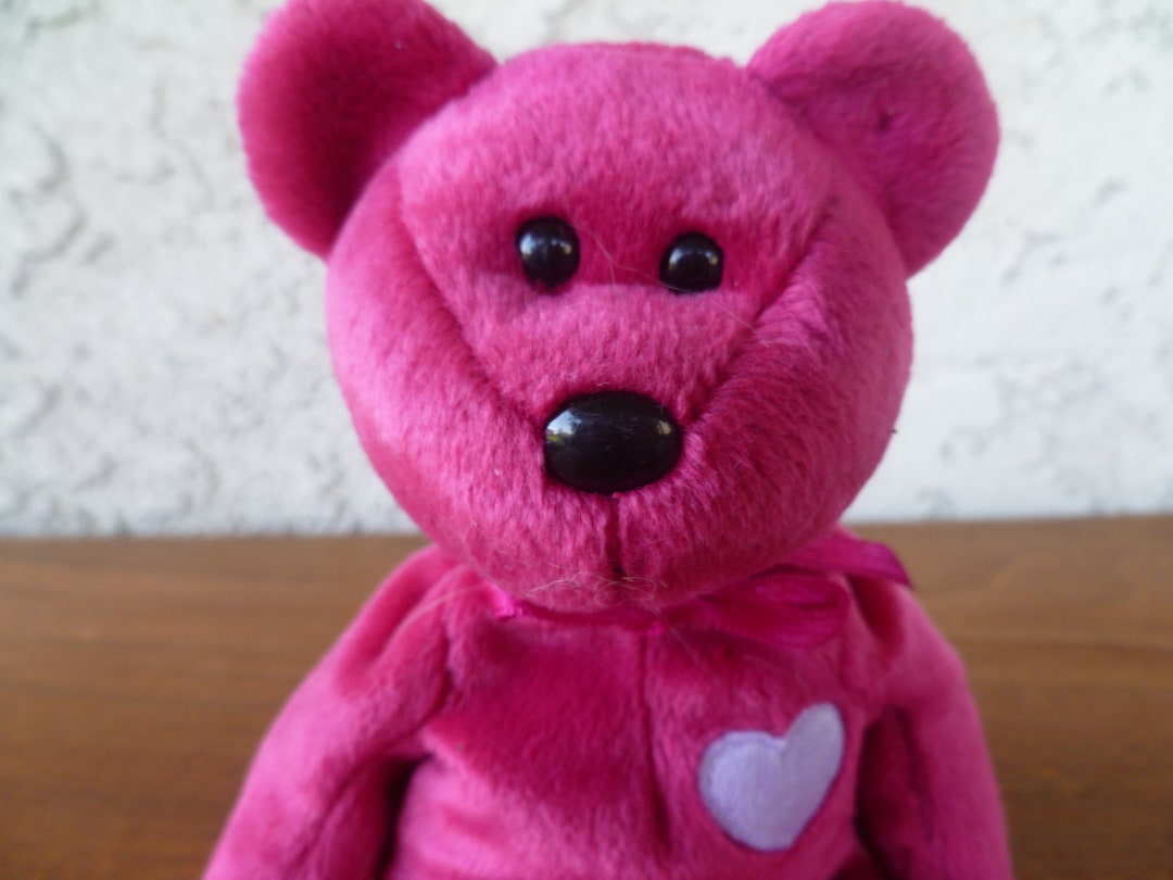 Ty Beanie Baby Plush Maroon Teddy Bear valentina W/ Silver Heart 9 Tall ...