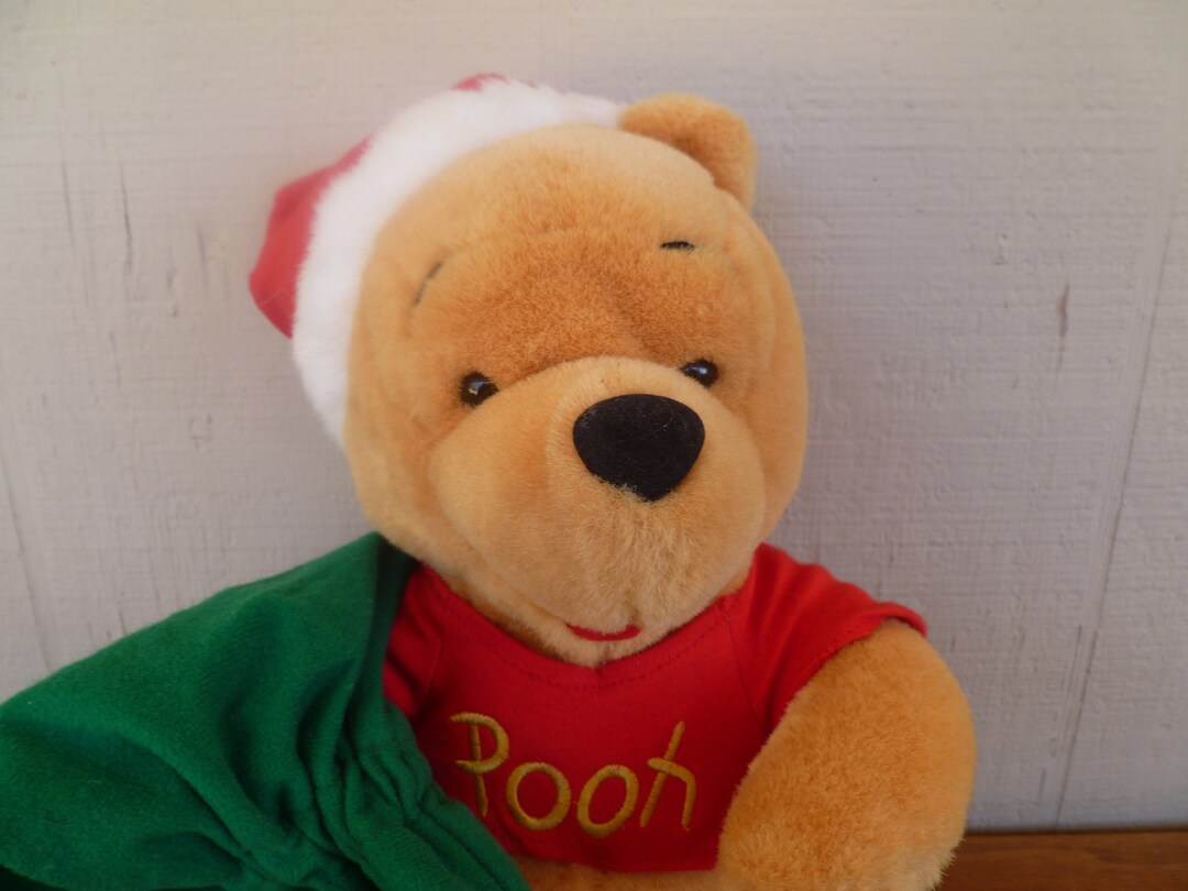 Disney Winnie the Pooh Plush Santa Bear With Sack 13 Tall Stuffed ...