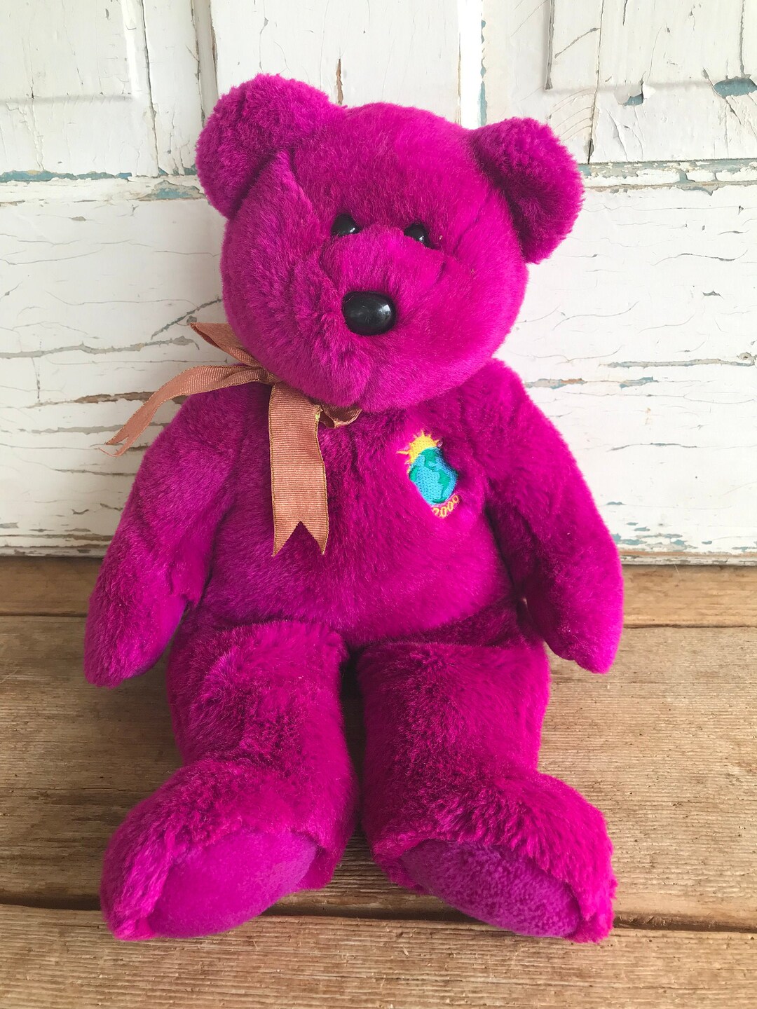 TY Beanie Buddy Plush Teddy Bear Millennium 14 Tall W/ 2000 Patch 1999 ...