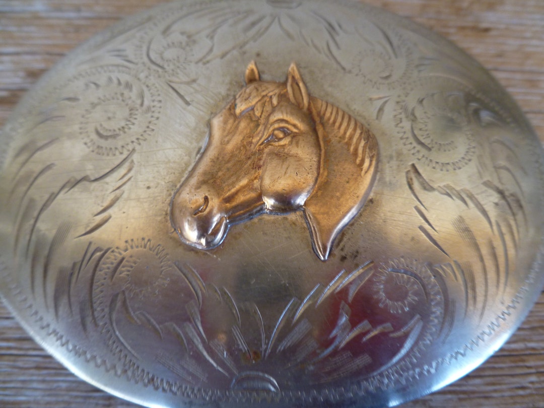 Belt Buckle Western Horse Comstock Silversmiths German Silver 3.75 Wide ...