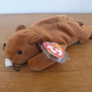 Ty Beanie Baby Plush Beaver bucky W/ Tags 11 Long 1995 Stuffed Animal ...