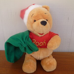 Disney Winnie the Pooh Plush Santa Bear With Sack 13 Tall Stuffed ...