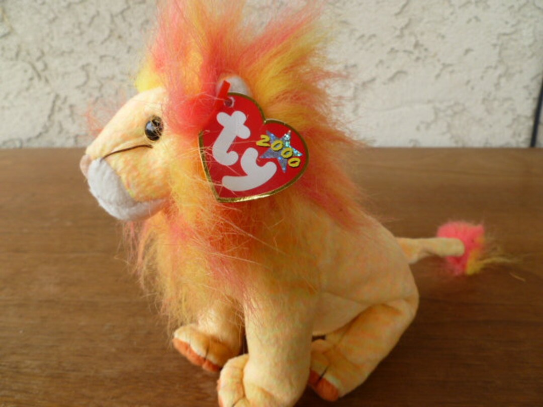 Ty Beanie Plush Baby Lion bushy W/ Tags 6 Long Y2K Stuffed Animal Toy ...