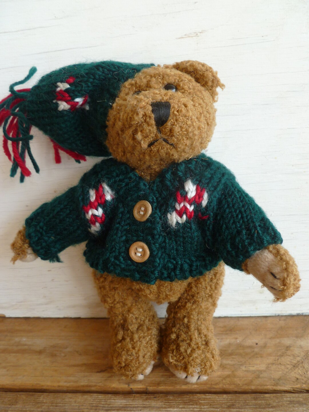 Hugfun Plush Mini Teddy Bear With Green Sweater and Hat 8 Tall 1998 ...