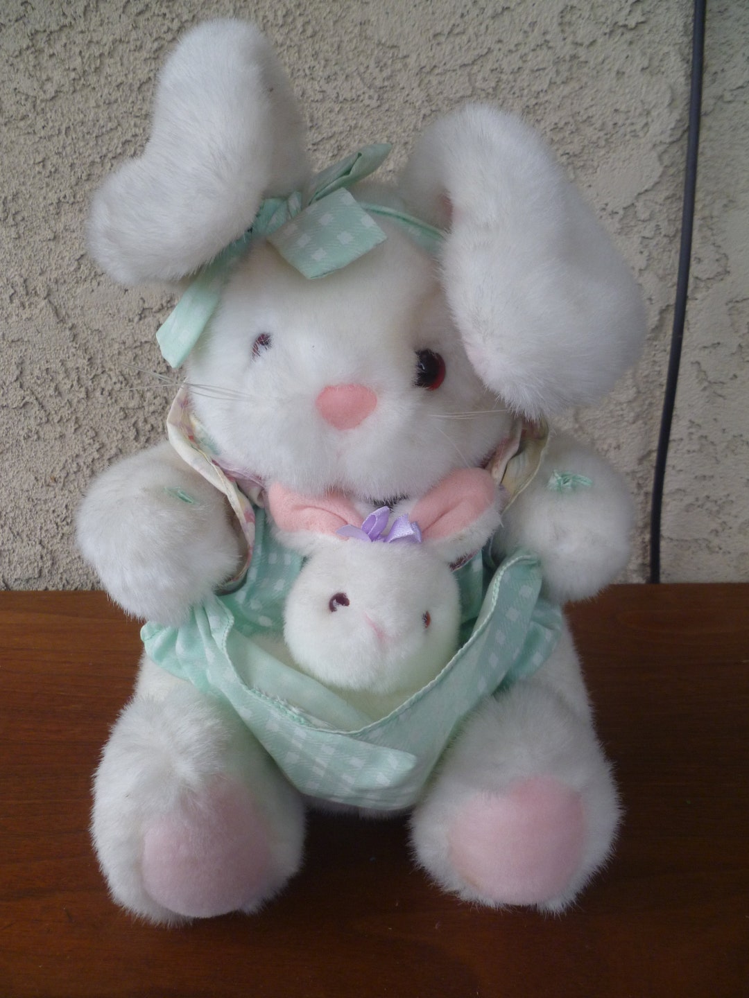Plush Creations Vintage Plush Bunny Rabbit W/ Baby 12 Tall 1992 - Etsy