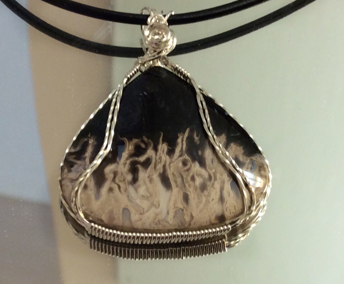 Palm Root Pendant Necklace Unique Wire Wrapped Pendant | Etsy