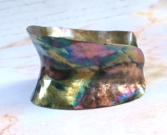 Wide Metal Cuff Bracelet One of a Kind for Women Unique | Etsy
