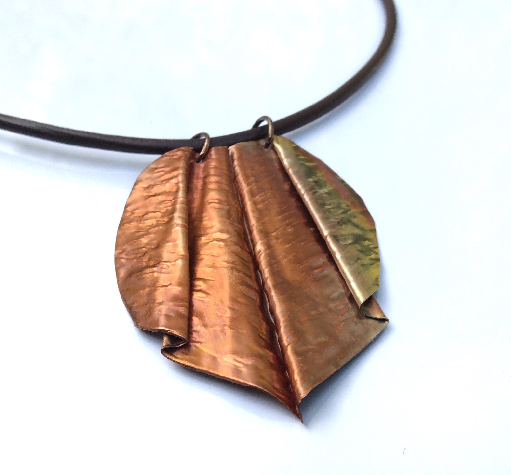 Fold Formed Copper Pendant Necklace Dimensional Free Form - Etsy