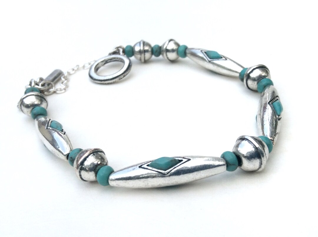 Ralph Lauren Faux Turquoise Bracelet, Western Bracelet, RLL Size 7 With ...